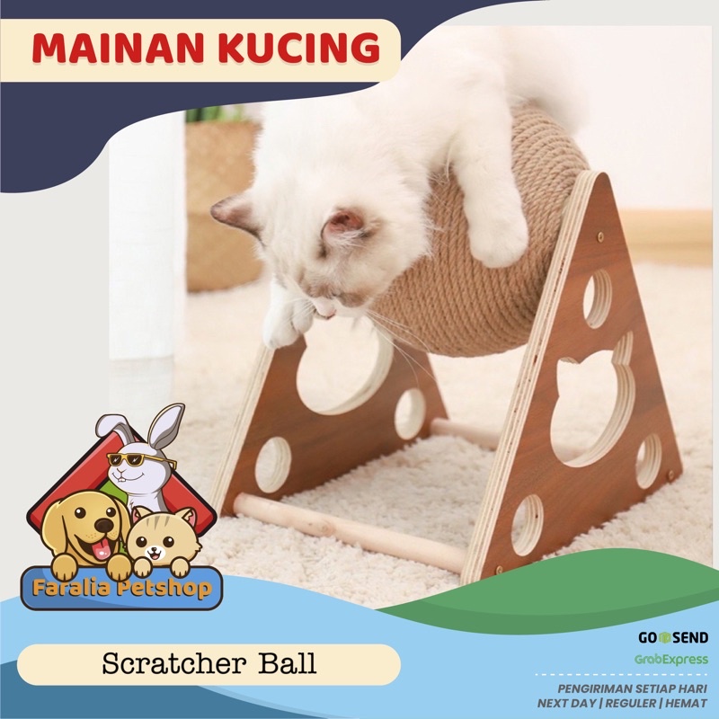 Jual Mainan Kucing Papan Bola Putar Garukan Besar Cat Scratcher Ball ...