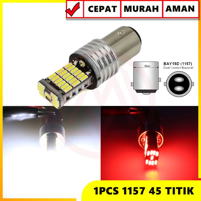 Jual LAMPU LED REM BRAKE BAY15D BAYONET 1157 45 TITIK 45 MATA 45 LED MOBIL MOTOR KAKI 2 DC 12 ...