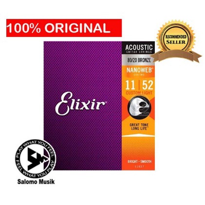 Jual Senar Gitar Akustik Elixir 11027 11-52 Nanoweb Original | Shopee Indonesia