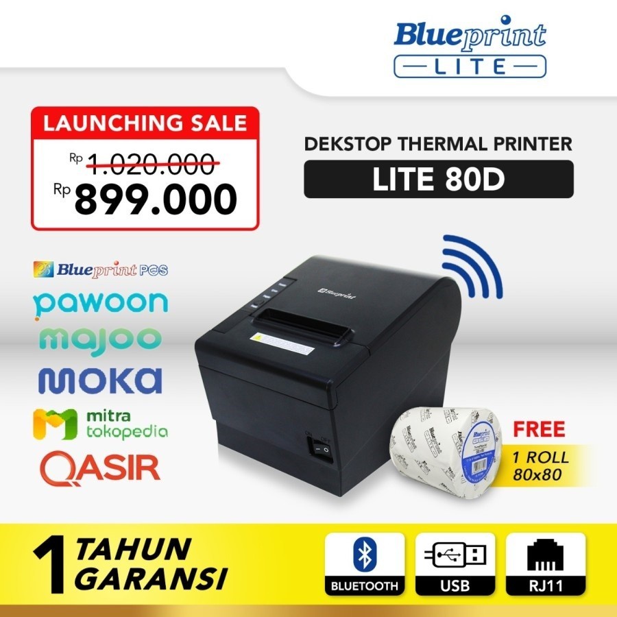 Jual THERMAL BLUEPRINT LITE 80D PRINTER KASIR USB + BLUETOOTH + RJ11 ...