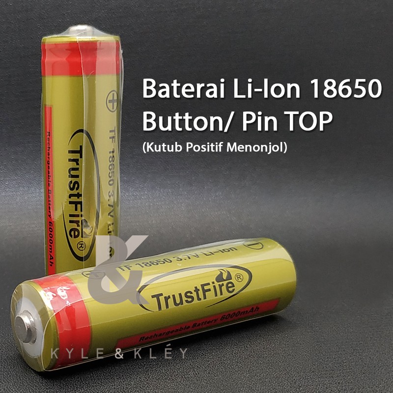 Jual Baterai Batre Li-Ion BUTTON PIN TOP 18650 Senter Powerbank ...