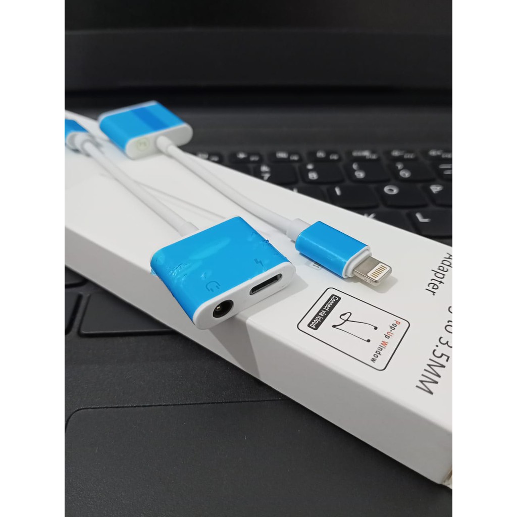 Jual kabel audio splitter 2in1 adapter dan port charging lightning ...