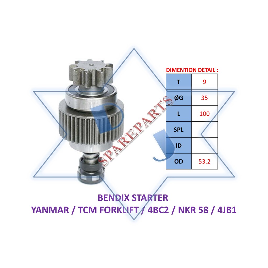 Jual BENDIX STARTER YANMAR TCM FORKLIFT 4BC2 NKR 58 4JB1 | Shopee Indonesia