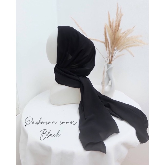 Jual pashmina inner 2 in 1 ( Hitam ) | Shopee Indonesia