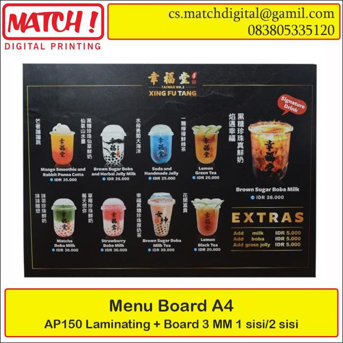Jual CETAK MENU BOARD, PAPAN MENU ART CARTON 260+ BOARD+LAMINATING ...