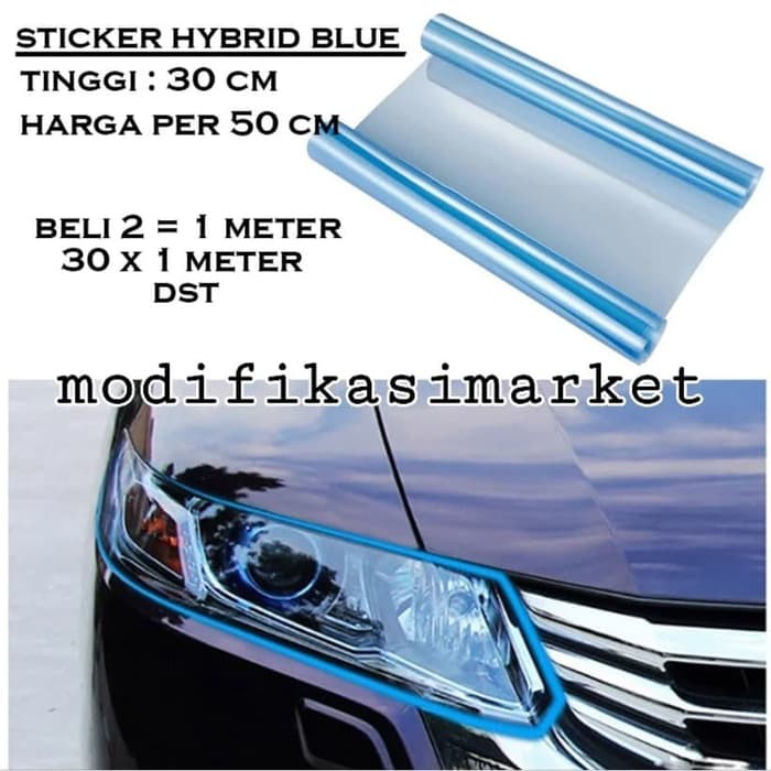Jual Promo sticker headlamp blue hybrid per lembar 30cm x 50cm ...