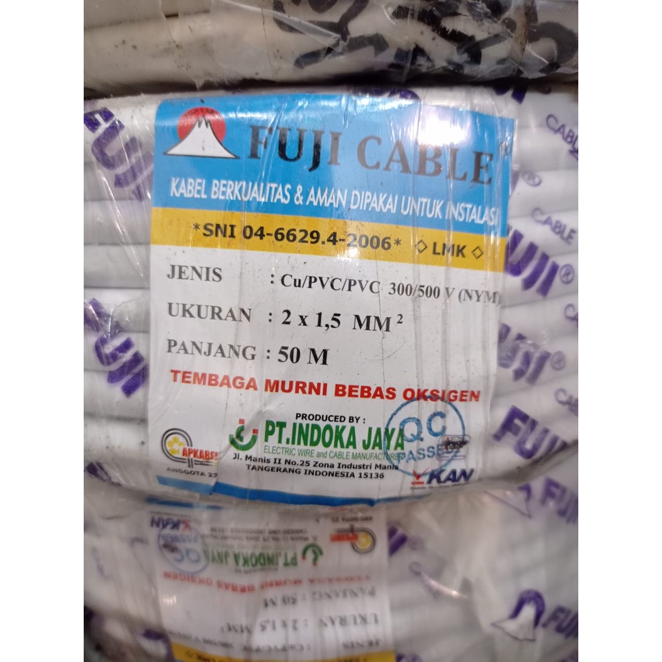 Jual Kabel Nym 2 X 2 5 Meter 50 Meter Fuji Cable Putih Shopee Indonesia