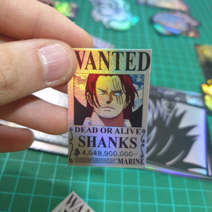 Jual Sticker Hologram Anime - PSH1072 - One Piece - Bounty Shanks ...