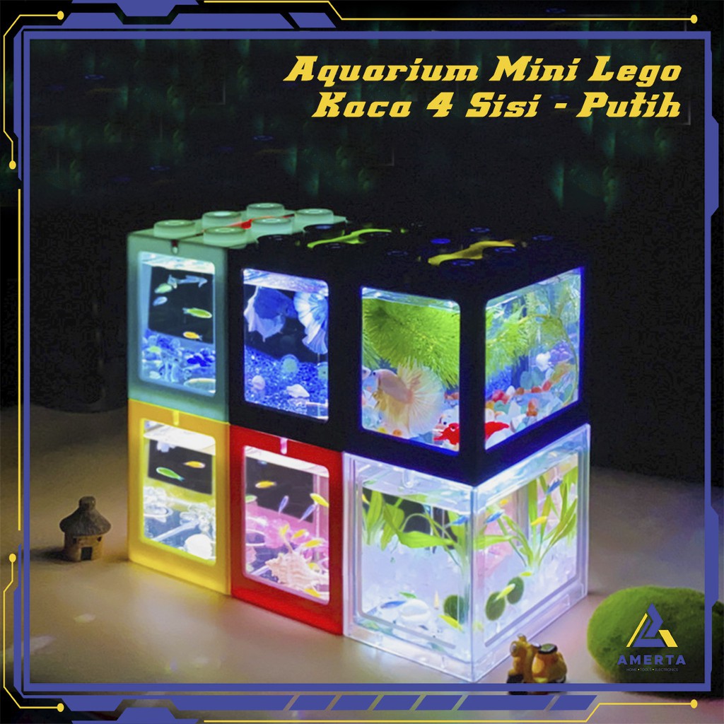 Jual Aquarium Mini Lego Block 4 Side Windows 12x8x10cm Warna Biru ...