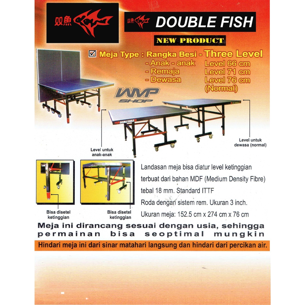 Jual Meja Tenis Meja Double Fish Type Three Level | Shopee Indonesia