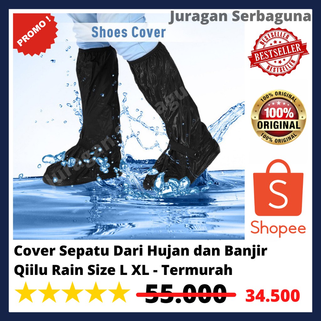 Jual Cover Sepatu Dari Hujan dan Banjir Qiilu Rain Size L XL - Termurah ...