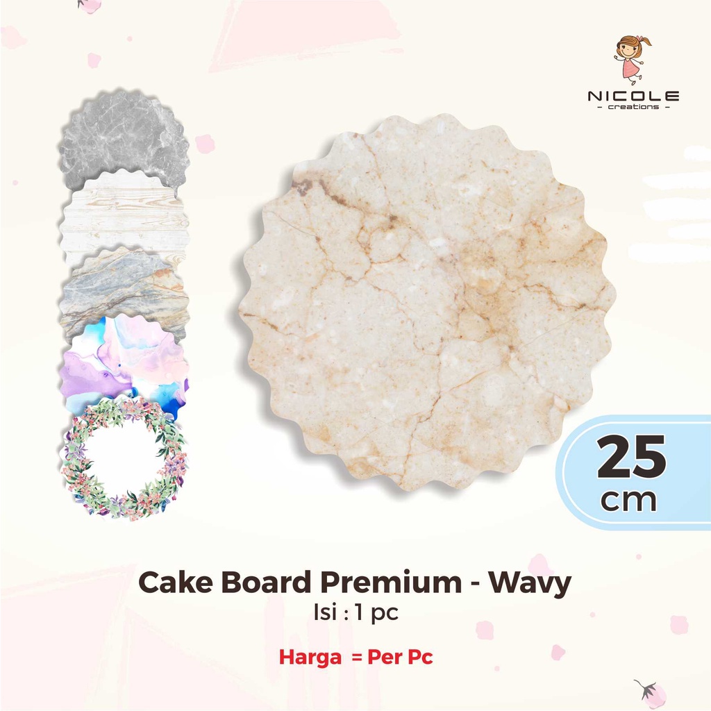 Jual Cake Board/Tatakan Kue/Alas Kue/Bottom Cake Premium Wavy 25 cm by ...