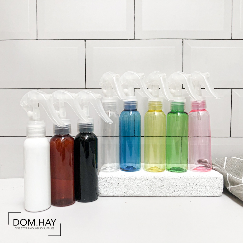 Jual 100ml Botol Plastik Pet Warna Tutup Trigger Clear Bottle Luxury ...