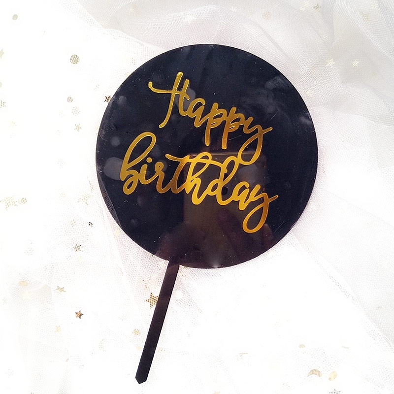 Jual Cake Topper Akrilik Happy Birthday Topper Bunga Dekorasi Kue Ulang ...