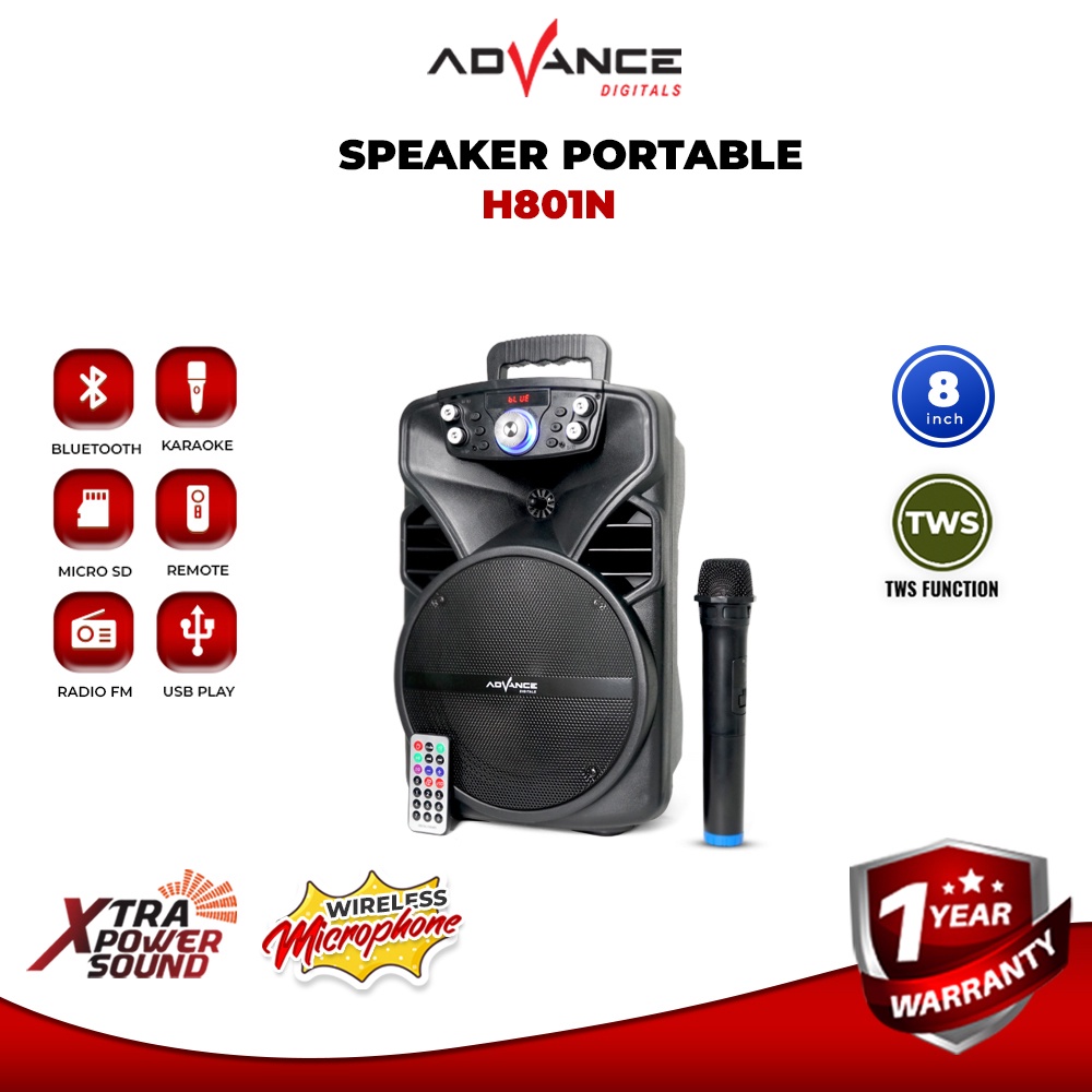 Jual Advance Speaker Bluetooth Portable H801N Free Mic Wireless Garansi ...