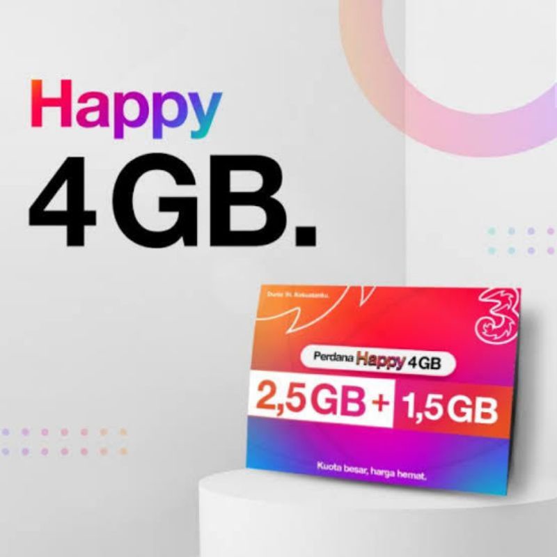 Jual TRI KARTU PERDANA DATA HAPPY 4GB | Shopee Indonesia