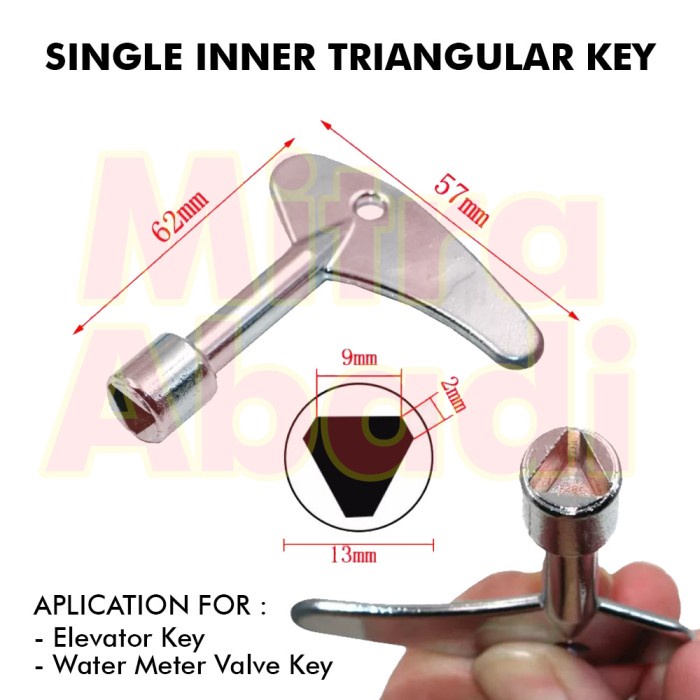 Jual Single Inner Triangular Key / Kunci Elevator Water Meter Valve ...