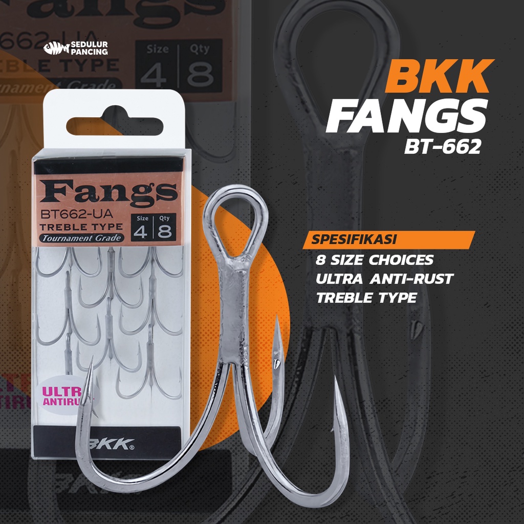 Jual Hook Treble BKK Fangs BT 662-UA Size 3, 4, 5, 6, 8, 10, 12 ...