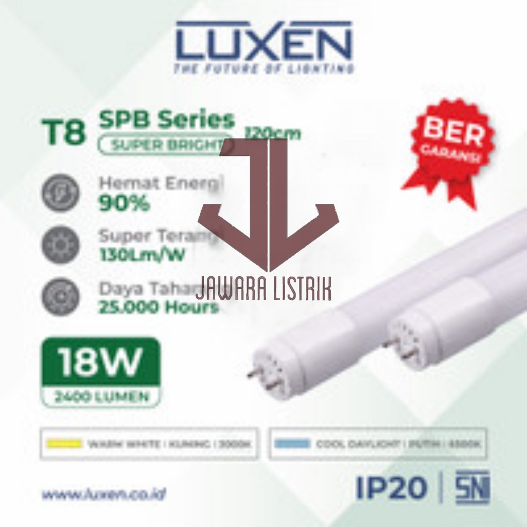 Jual LUXEN T8 TL LED TUBE LIGHT SUPER BRIGHT LEBIH TERANG 1,2M TL LED ...