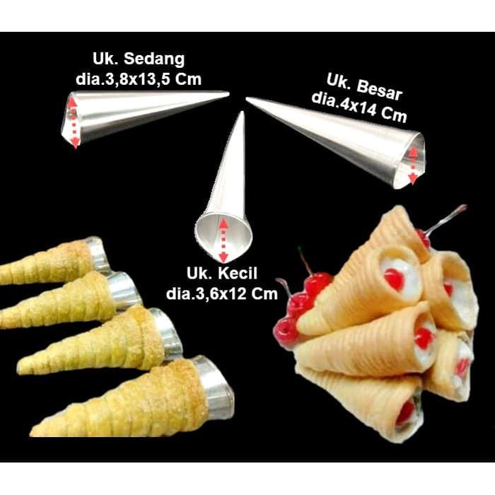 Jual Cetakan Cum Cum Kerucut Kue Rhum Horn Roti Keong Uk. Besar 12 Pcs ...