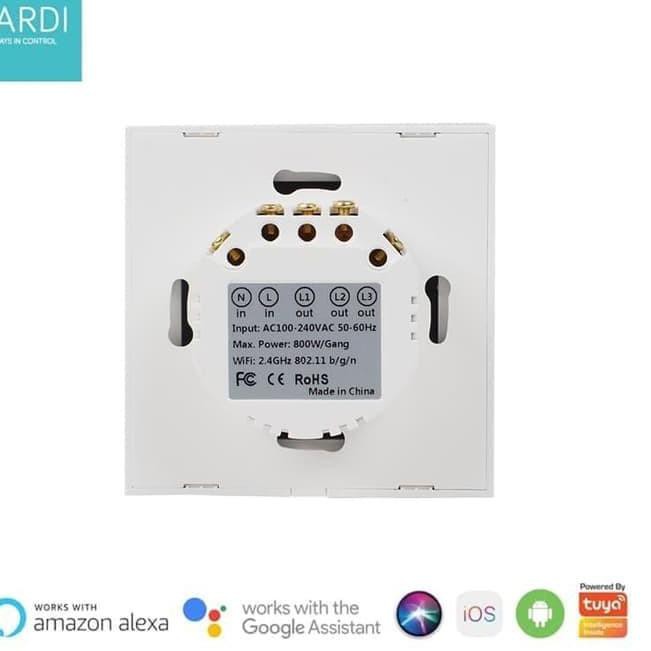 Jual ★★★ Y7F BARDI SMART WALL SWITCH EU 3 GANG WHITE/BLACK WIFI Touch WallSwitch Saklar Sakelar ...