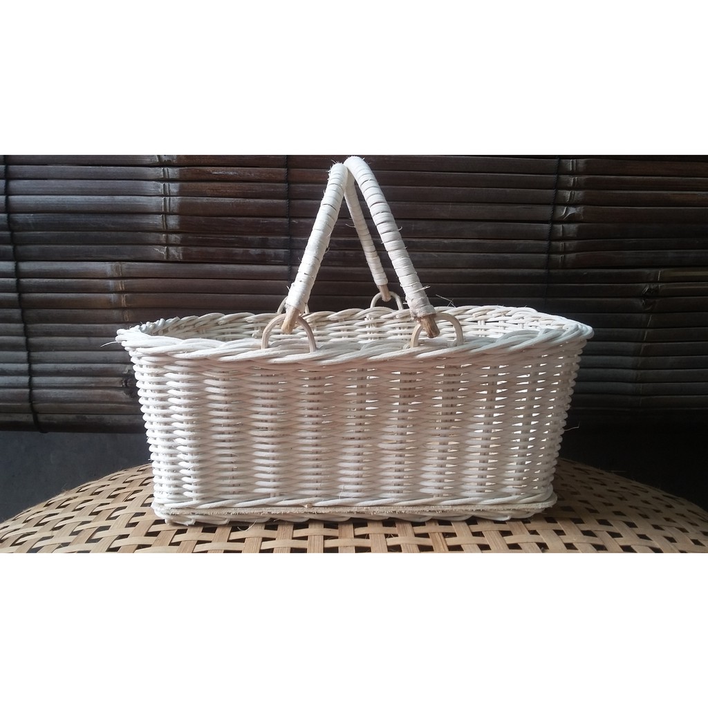 Jual Tas Rotan Piknik Kotak Persegi Peres Tanpa Tutup Tangkai Lempit ...