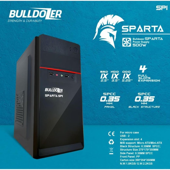 Jual Casing Bulldozer Sparta + PSU Bulldozer 500watt Sparta | Shopee ...