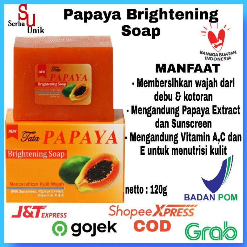 Jual (BPOM) Sabun Batang Cuci Wajah/Muka Tata Papaya Brightening Soap ...