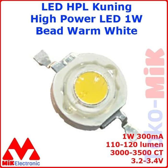 Jual JUAL LED HPL Kuning Terang High Power LED 1W Bead Warm White 1 ...