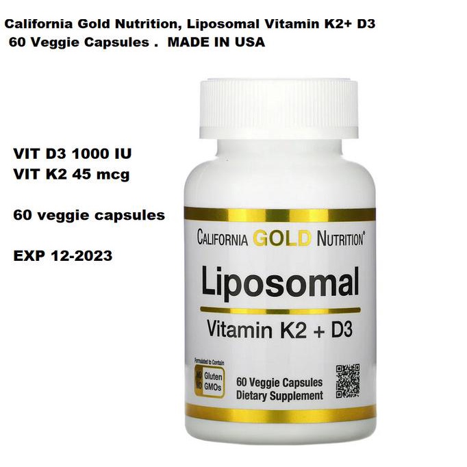 Jual California Gold Nutrition Vitamin D 1000iu Vit D3 + K2 45mcg 60 ...
