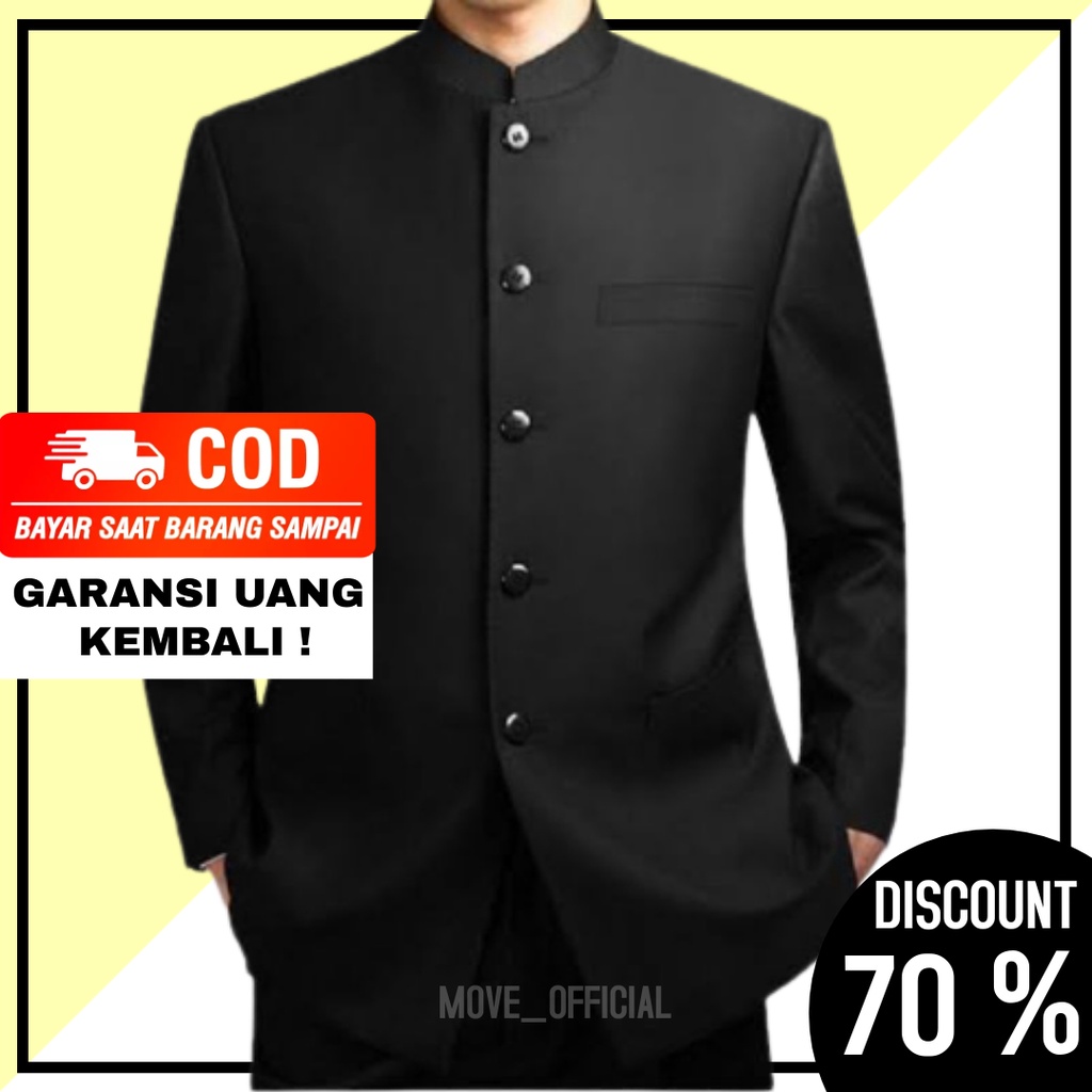 Jual JAS MANDARIN SLIMFIT JAS MANDARIN CASUAL HITAM JAS PRIA JAS PRIA ...