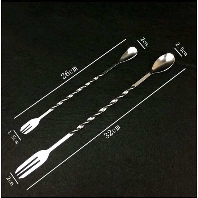 Jual Long Bar Spoon 26cm & 32cm Sendok Garpu Pengaduk Teh / kopi Atau ...