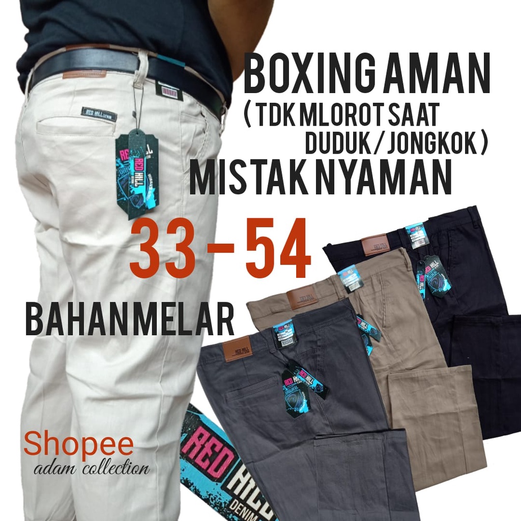 Jual CELANA Chino PANJANG PRIA Super Jumbo BIG SIZE Chinos Formal Standar Reguler Bahan Melar ...