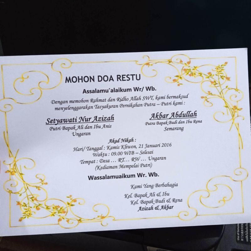 Jual UNDANGAN KOTAK NASI BESEK PUNJUNGAN NIKAH BINGKAI WARNA PALING ...