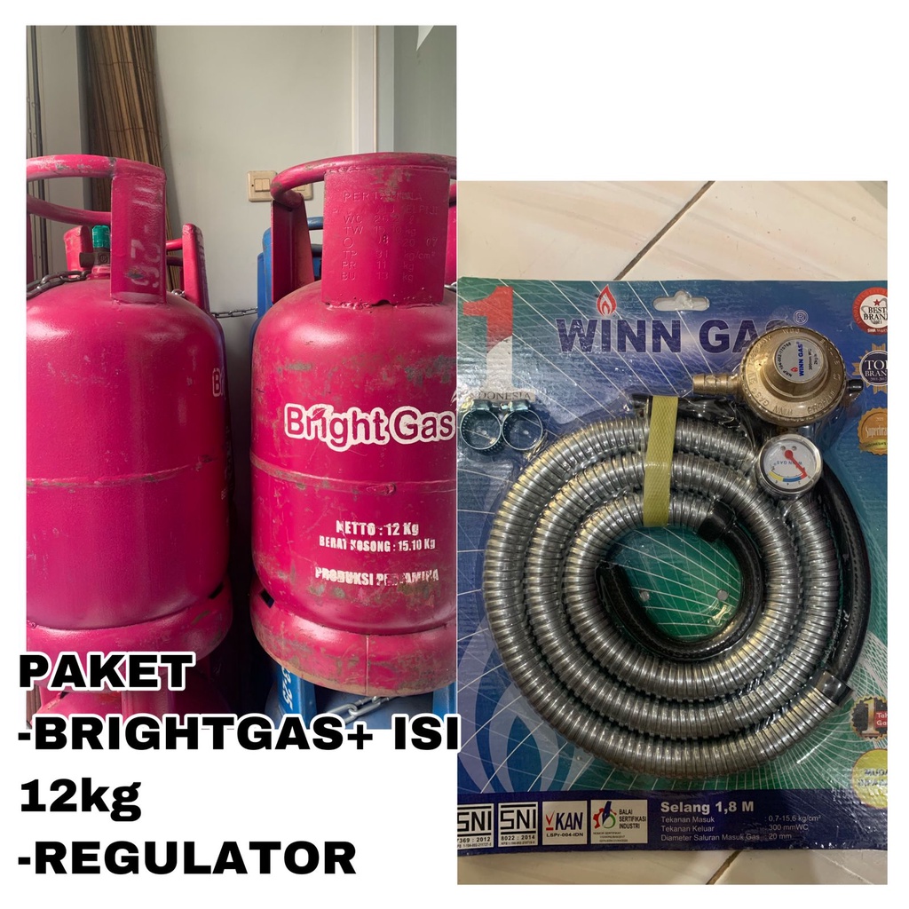 Jual PAKET BRIGHT GAS 5,5 KG PINK PLUS ISI + REGULATOR | Shopee Indonesia