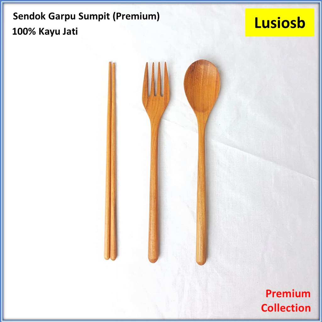 Jual Sendok Kayu Jati / Sendok Garpu Sumpit Kayu / Wooden Spoon Fork ...