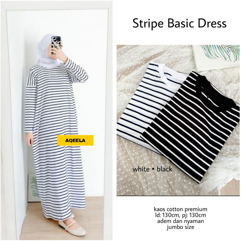 Jual Stripe Dress Motif Garis Garis salur Jumbo Ld 130 M-XXXL Oversize Gamis Remaja Midi Maxy ...