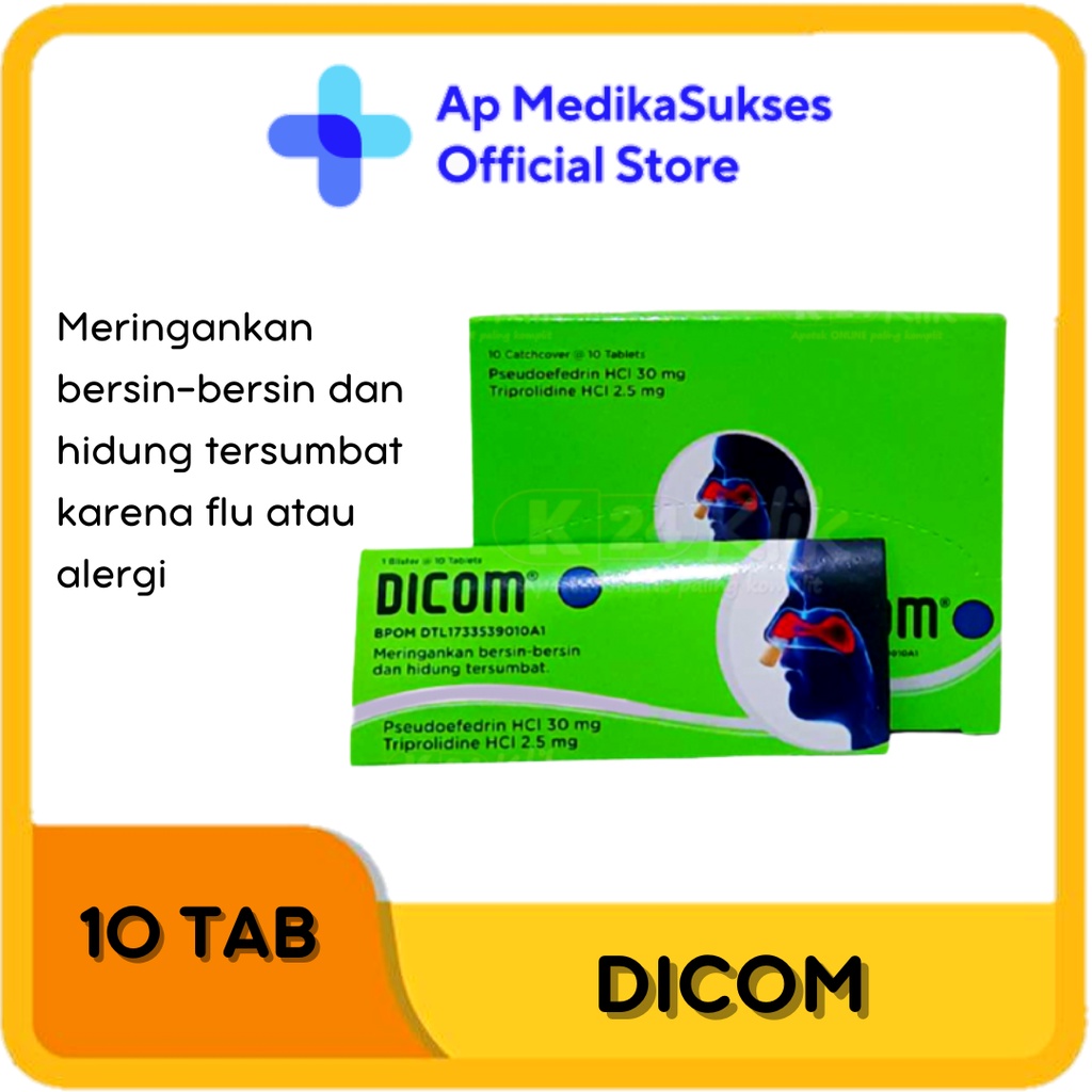 Jual Dicom 10 Tablet Pereda Bersin - Penyebab Hidung Tersumbat | Shopee ...