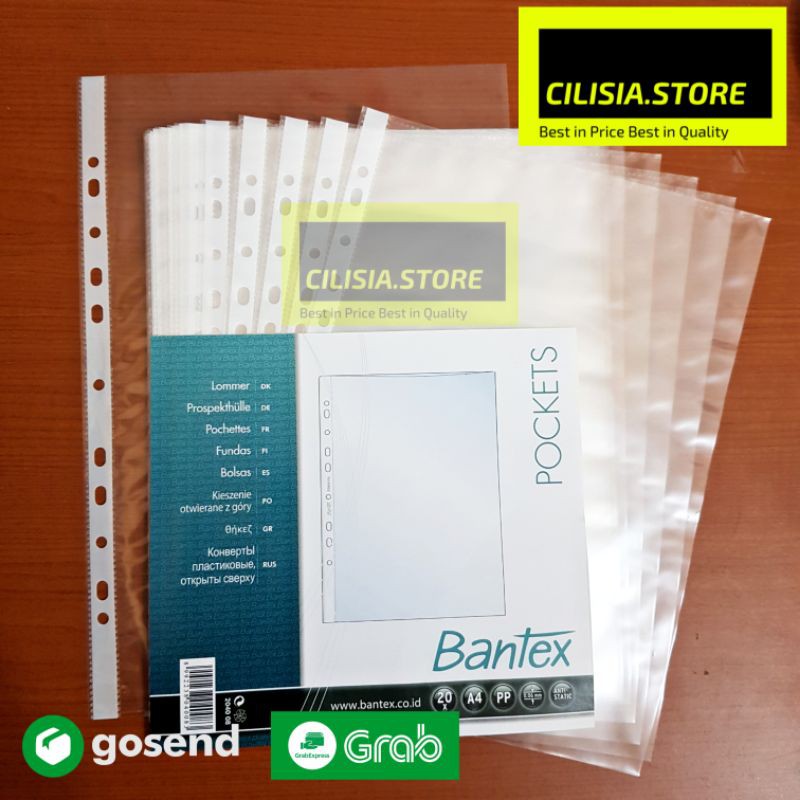 Jual PP Pocket Plastik Bantex F4 Folio / A4 Clear 0.06mm Anti Static 20 ...