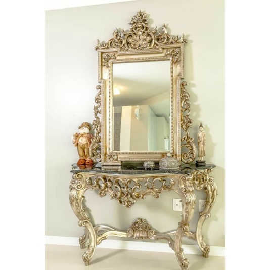 Jual MEJA RIAS MEWAH UKIR BUNGA TOP MEJA MARMER PLUS FIGURA KACA ...