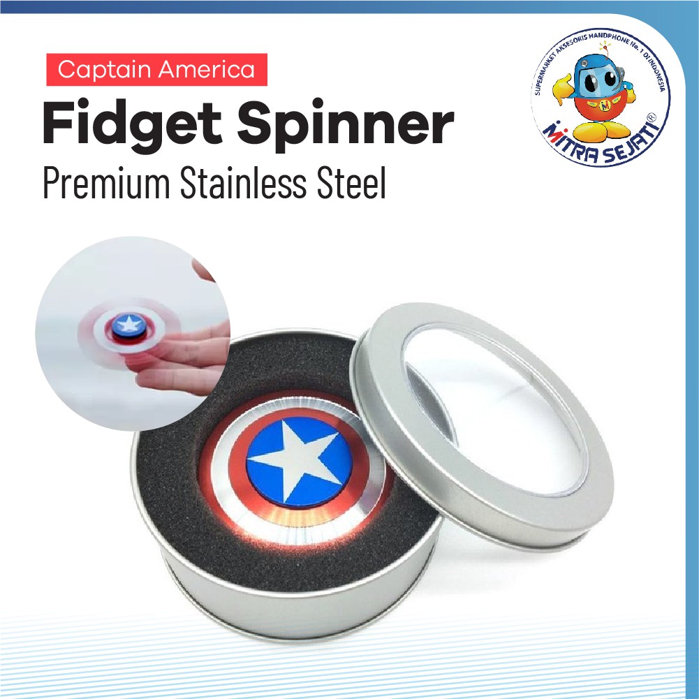 Jual Fidget Spinner Captain America Premium Stainless Steel Hand Fidget ...