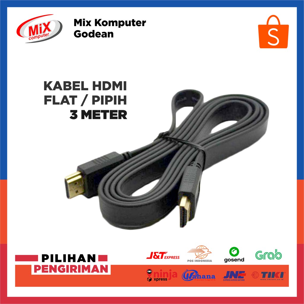 Jual Kabel HDMI Flat / Pipih Full HD 3 Meter | Shopee Indonesia