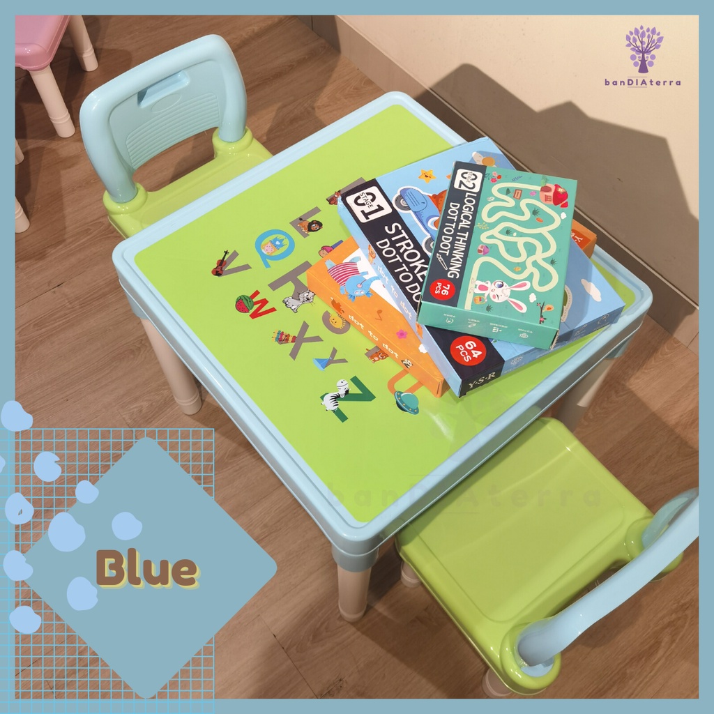 Jual Bandiaterra Study Desk + 2 Chair/ Set Meja Belajar Anak + 2 Kursi ...