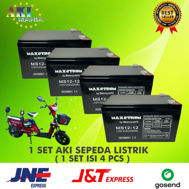 Jual AKI/ACCU/BATTERY KERING SEPEDA LISTRIK 12V12AH MAXTROM | Shopee ...