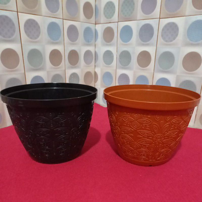 Jual POT TANAMAN BATIK UK 25 / POT SHALLOM/ POT BUNGA TERBARU / POT ...