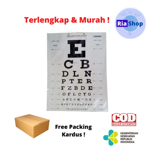 Jual SNELLEN TEST CARD PAPAN TES MATA PENGELIHATAN ONEMED | PAPAN TEST ...