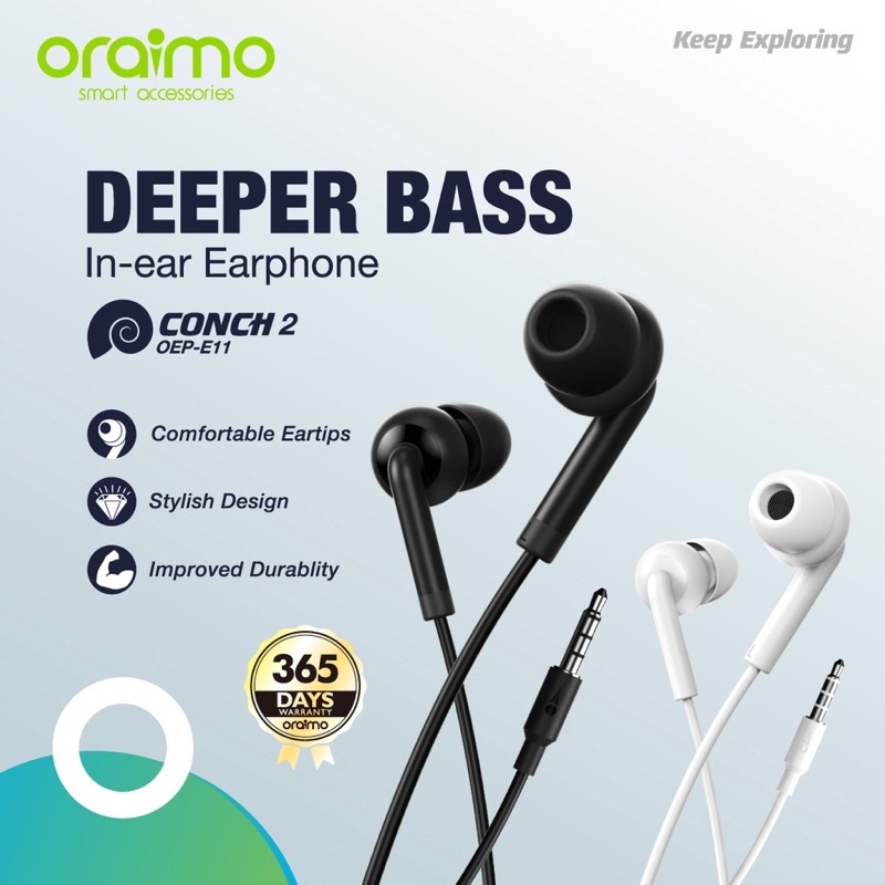 Jual Oraimo OEP-E11 Conch 2 Deeper Bass In-Ear Headset / Earphone ...