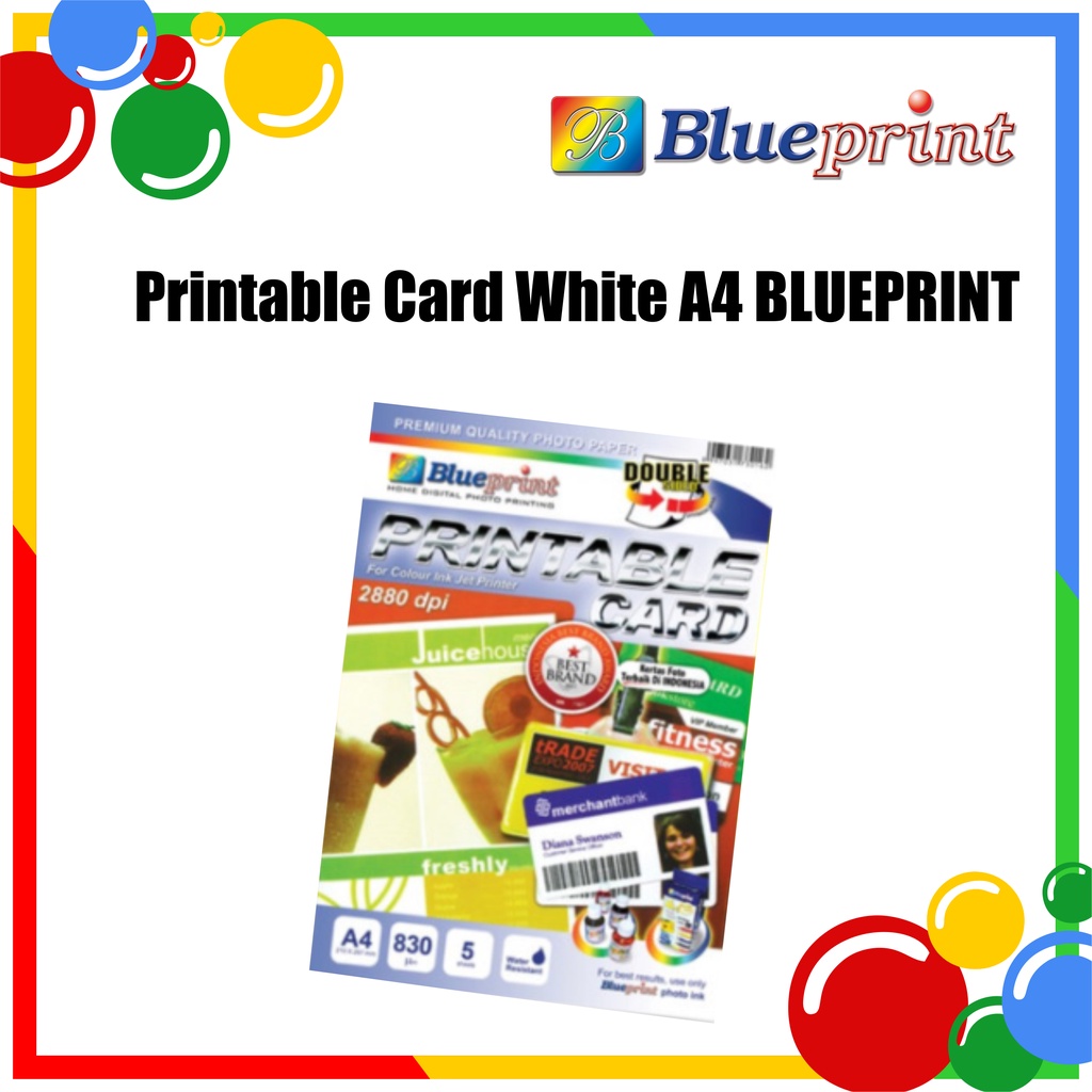Jual Kertas PVC ID Card BLUEPRINT Printable Card White Double Side A4 ...