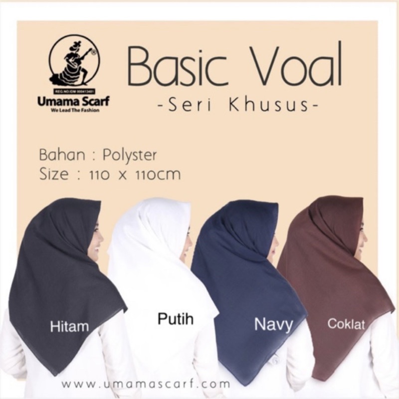 Jual Kerudung Jilbab UMAMA BASIC VOAL Polos Seragam Segiempat Warna ...