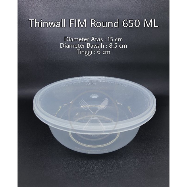 Jual Thinwall FIM Round 650 ML + TUTUP / Food Container Bulat Tahan ...